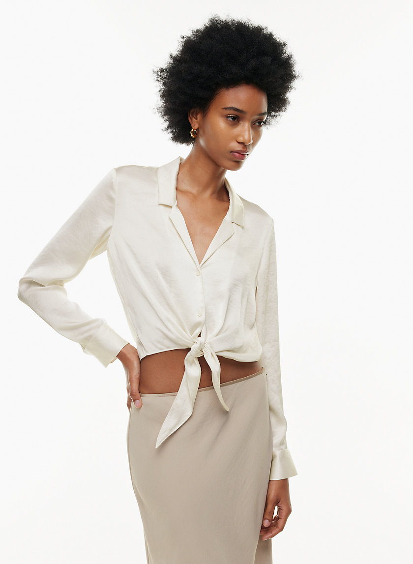 Wilfred TIE-FRONT SATIN BLOUSE | Aritzia INTL